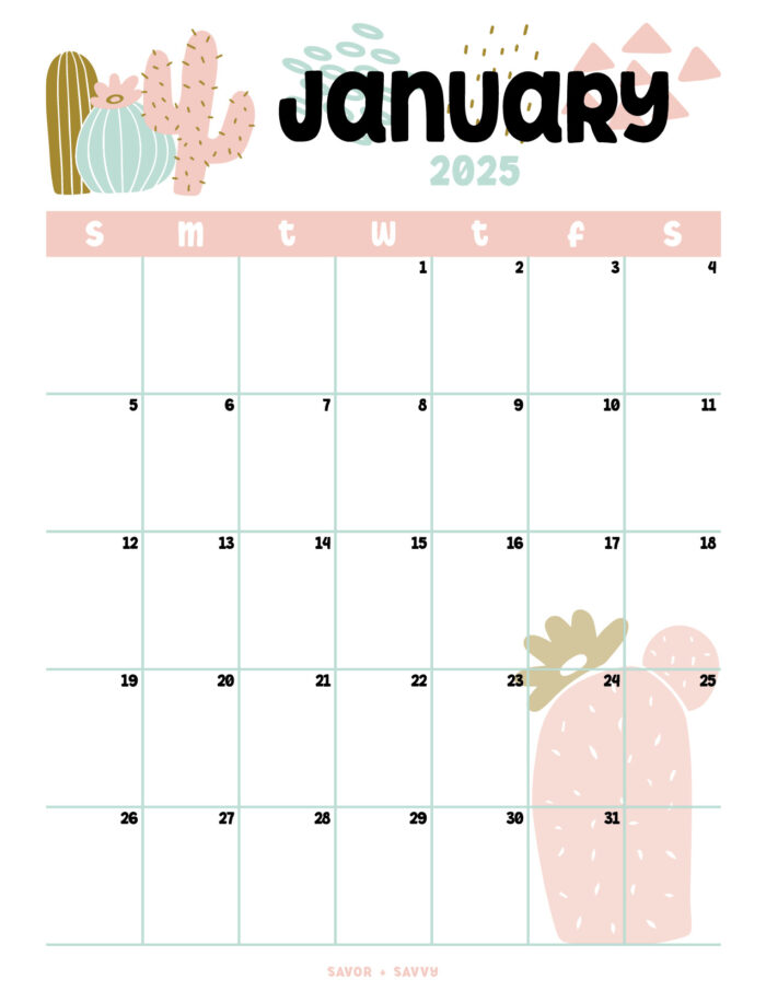 January 2025 Calendar Templates - 14 Free Printables - Savor + Savvy