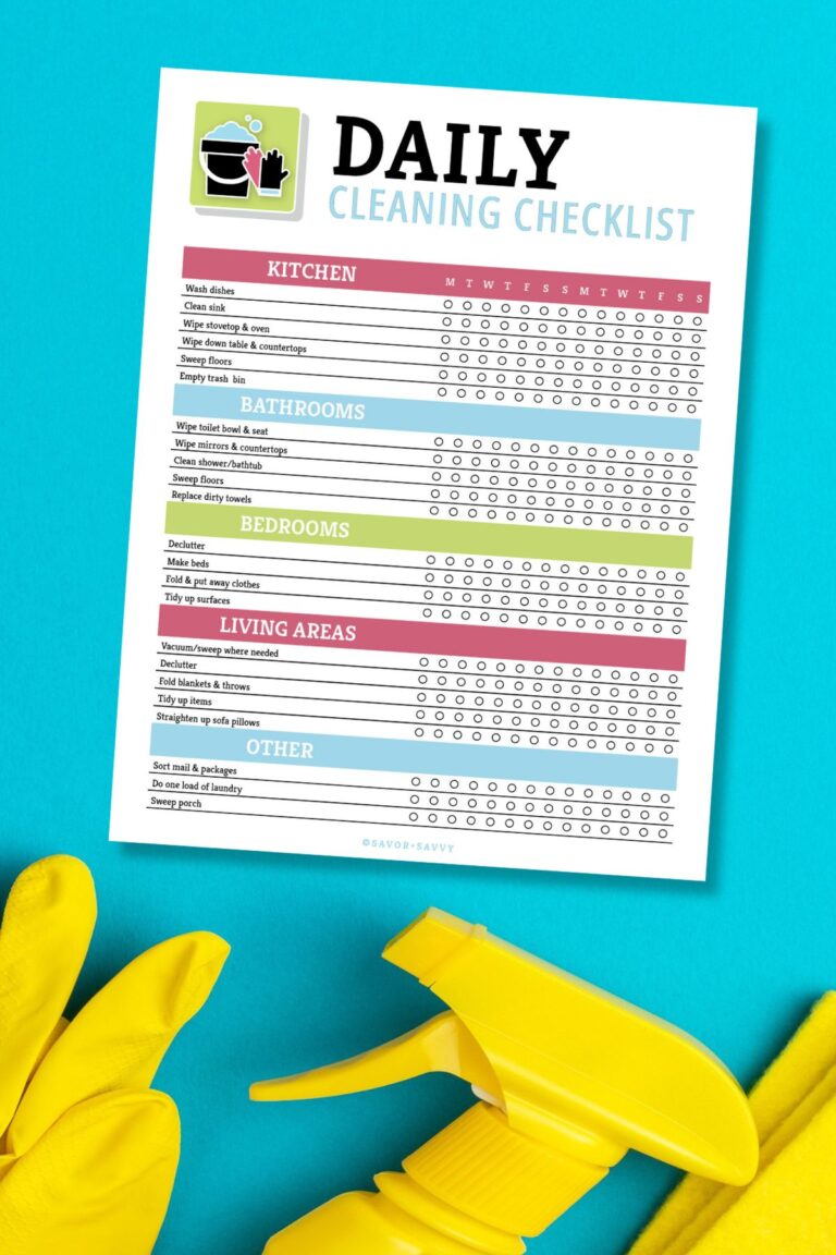 Free Printable Daily Cleaning Checklist (+Editable Version) - Savor + Savvy