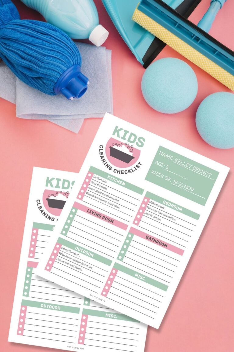 Editable Cleaning Checklist For Kids - Free Printable - Savor + Savvy