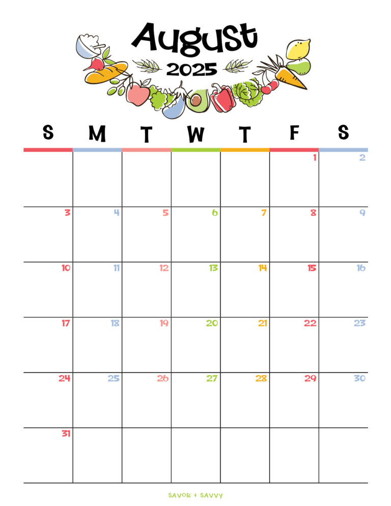 August 2025 Calendar Templates – 14 Free Printables - Savor + Savvy