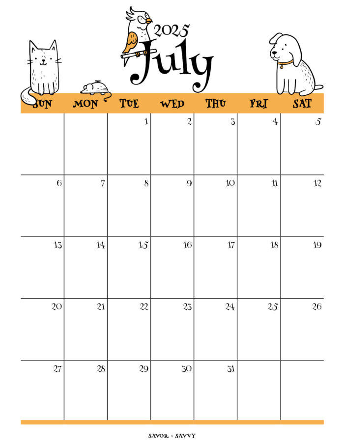 July 2025 Calendar Templates - 14 Free Printables - Savor + Savvy