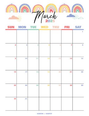 March 2025 Calendar Templates - 14 Free Printables - Savor + Savvy