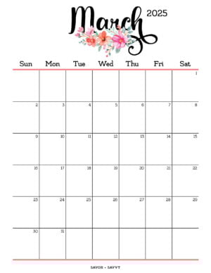 March 2025 Calendar Templates - 14 Free Printables - Savor + Savvy