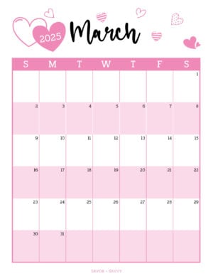 March 2025 Calendar Templates - 14 Free Printables - Savor + Savvy