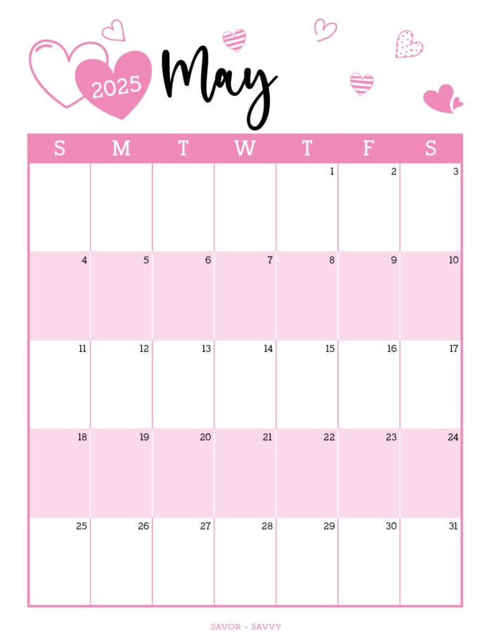 May 2025 Calendar Templates - 14 Free Printables - Savor + Savvy