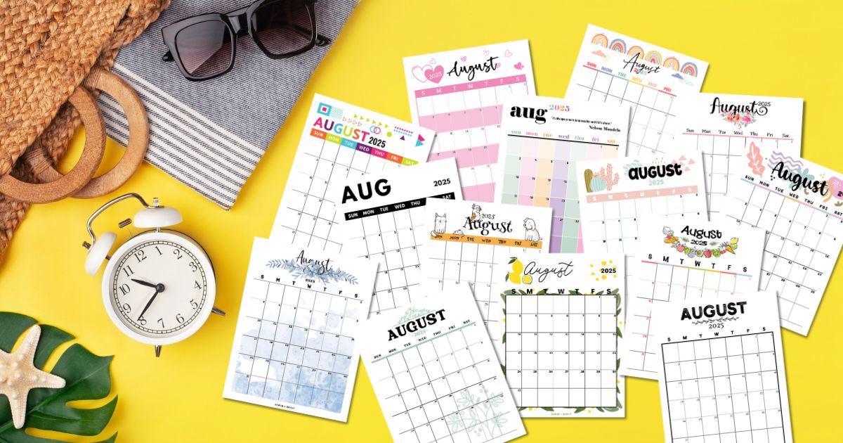 August 2025 Calendar Templates – 14 Free Printables - Savor + Savvy