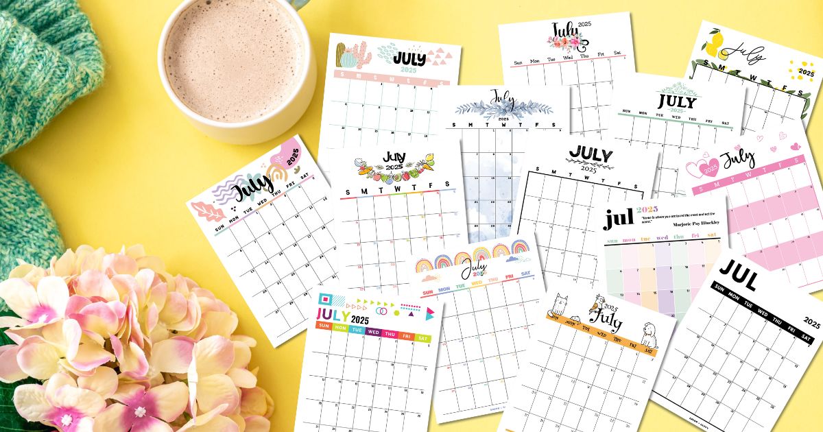 July 2025 Calendar Templates - 14 Free Printables - Savor + Savvy
