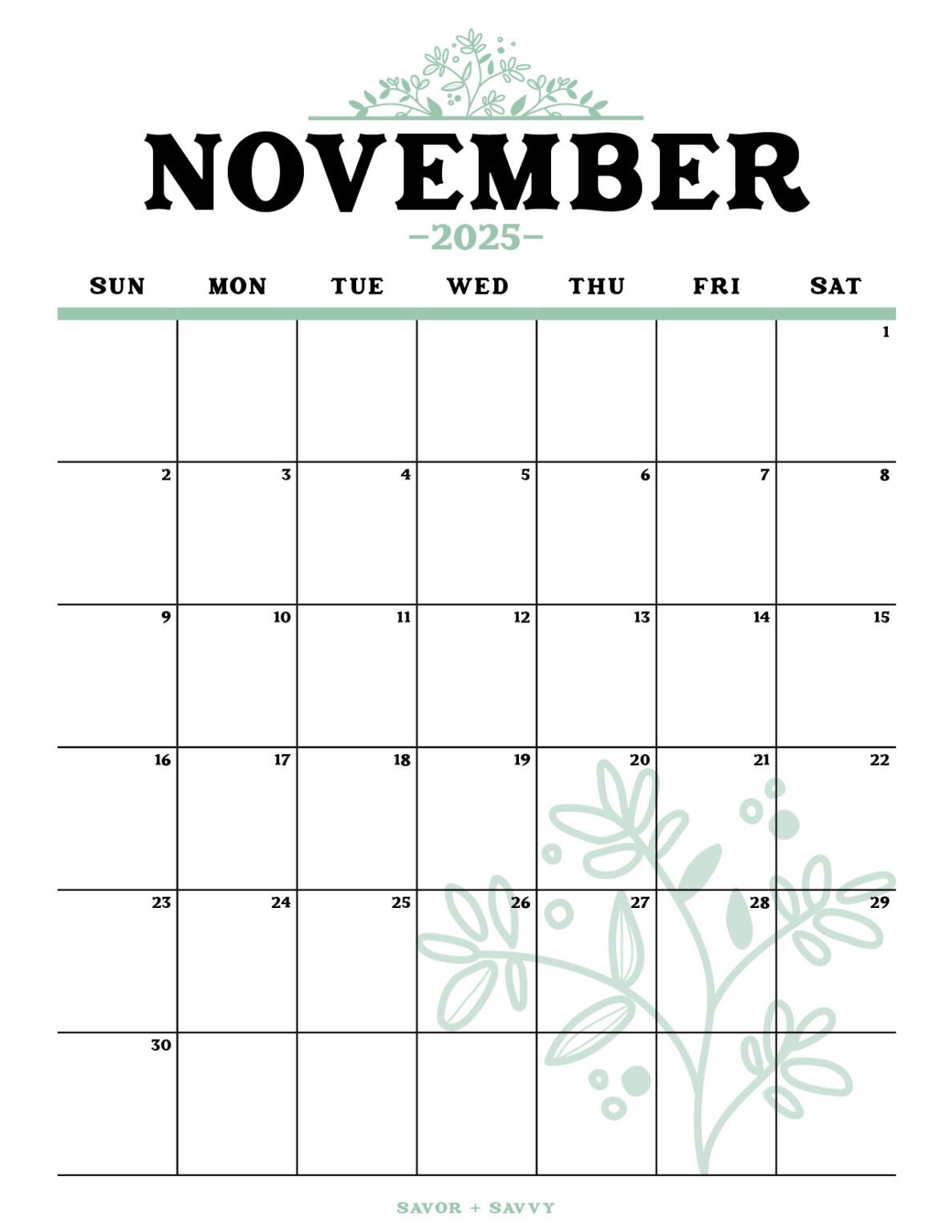 November 2026 Calendar Templates - 14 Free Printables - Savor + Savvy