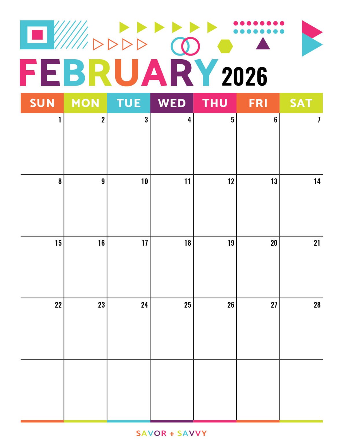 February 2026 Calendar Templates - 14 Free Printables - Savor + Savvy
