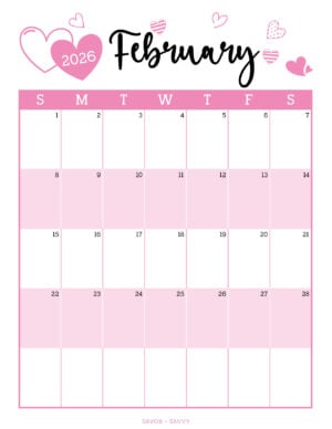 February 2026 Calendar Templates - 14 Free Printables - Savor + Savvy