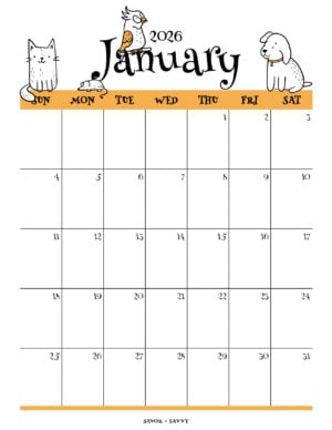 January 2026 Calendar Templates - 14 Free Printables - Savor + Savvy