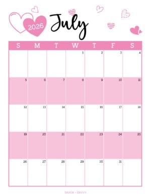 July 2026 Calendar Templates - 14 Free Printables - Savor + Savvy