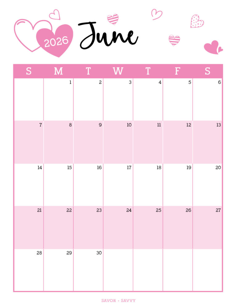 June 2026 Calendar Templates - 14 Free Printables - Savor + Savvy