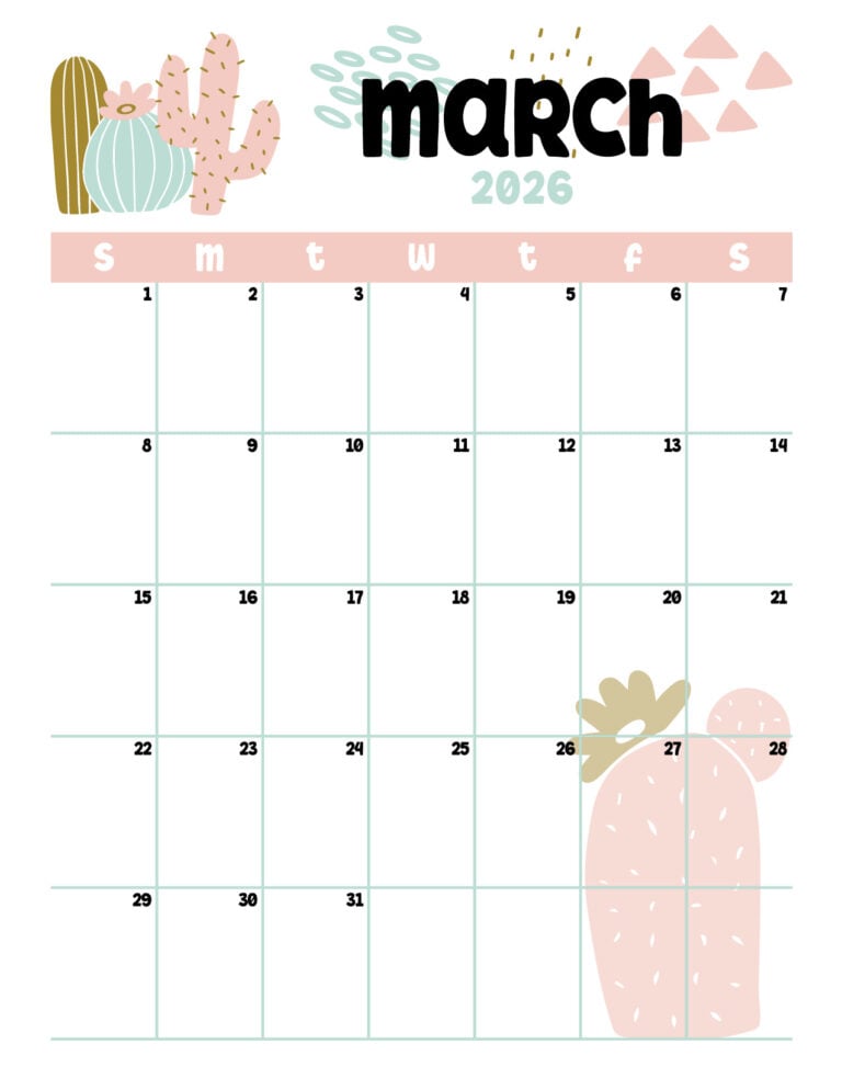 March 2026 Calendar Templates - 14 Free Printables - Savor + Savvy