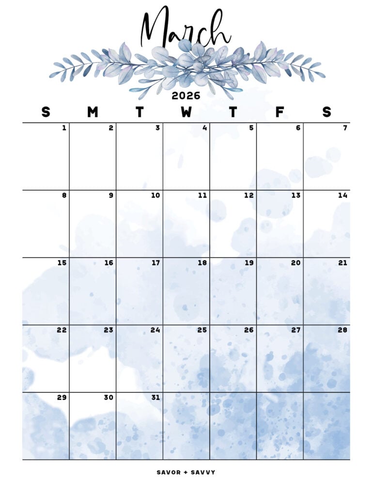 March 2026 Calendar Templates - 14 Free Printables - Savor + Savvy