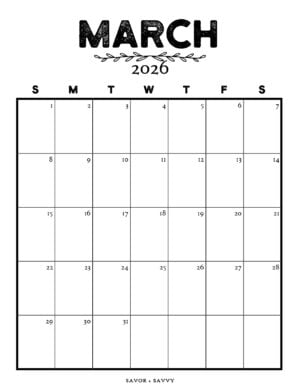 March 2026 Calendar Templates - 14 Free Printables - Savor + Savvy