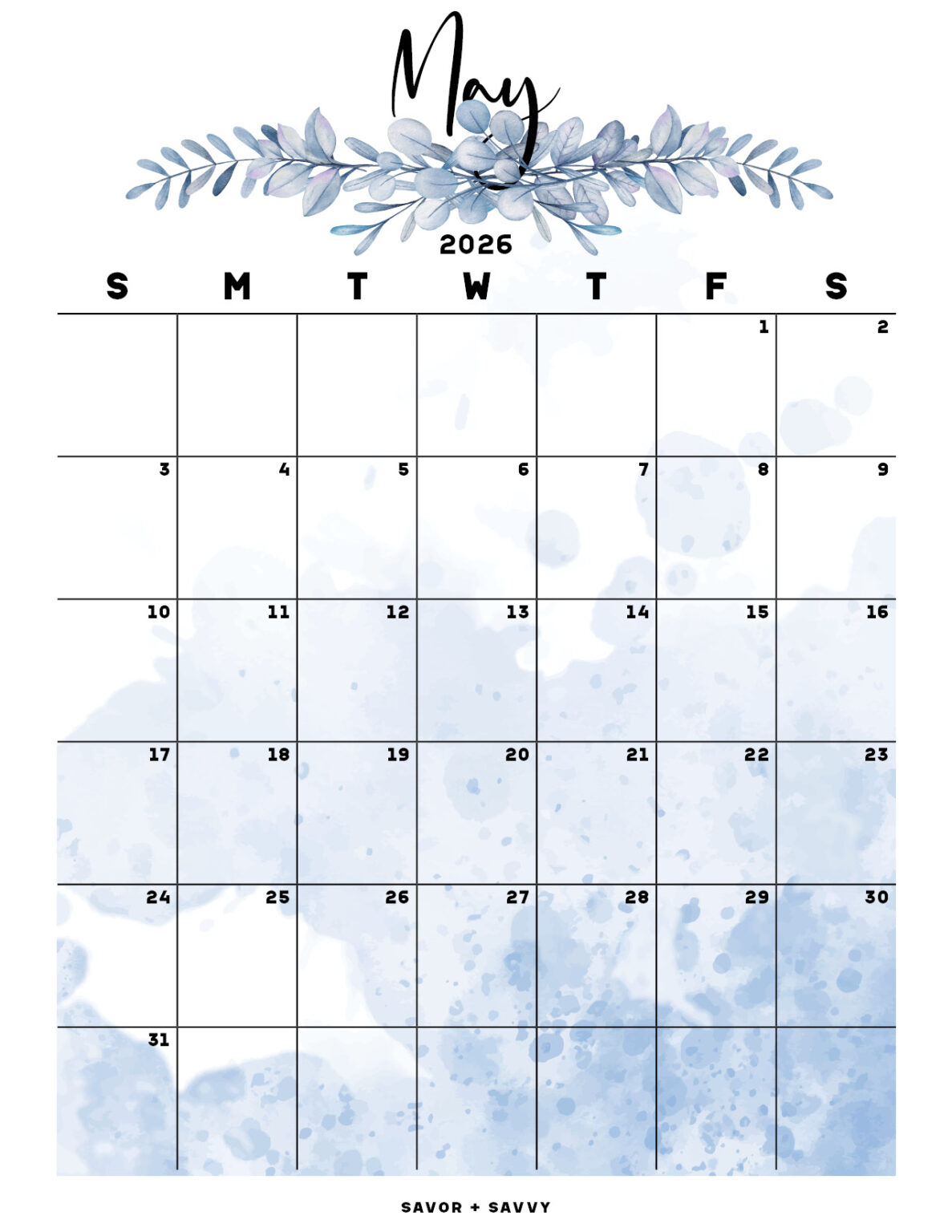 May 2026 Calendar Templates - 14 Free Printables - Savor + Savvy