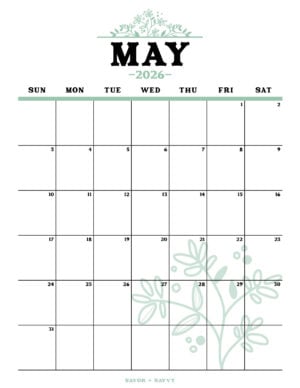 May 2026 Calendar Templates - 14 Free Printables - Savor + Savvy