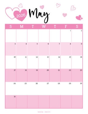 May 2026 Calendar Templates - 14 Free Printables - Savor + Savvy