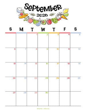 September 2026 Calendar Templates - 14 Free Printables - Savor + Savvy