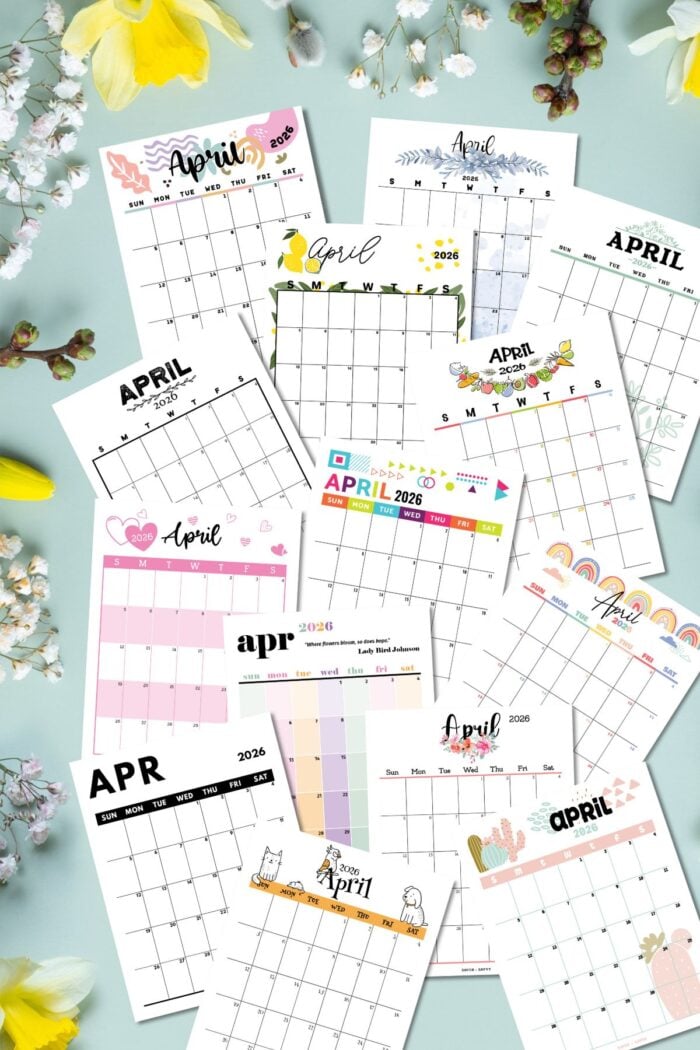 April 2026 Calendar Templates - 14 Free Printables - Savor + Savvy