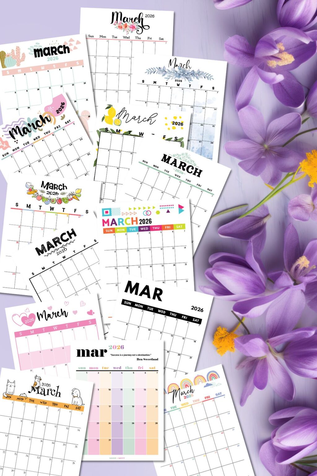 March 2026 Calendar Templates - 14 Free Printables - Savor + Savvy