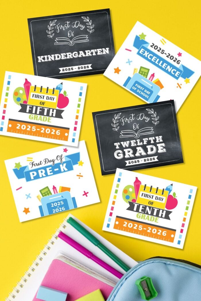Free Printable First Day of School Signs (2025-2026) - Savor + Savvy