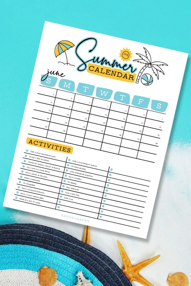 Free Printable Summer Calendar (Editable!) - Savor + Savvy