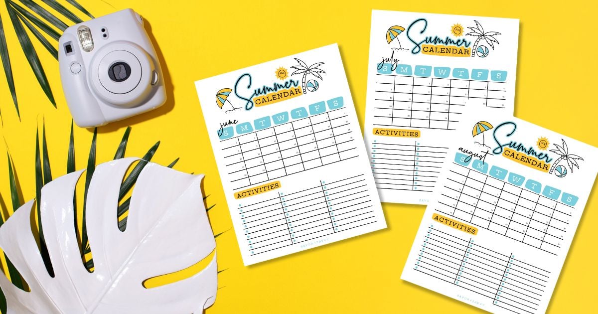 Free Printable Summer Calendar (Editable!) - Savor + Savvy