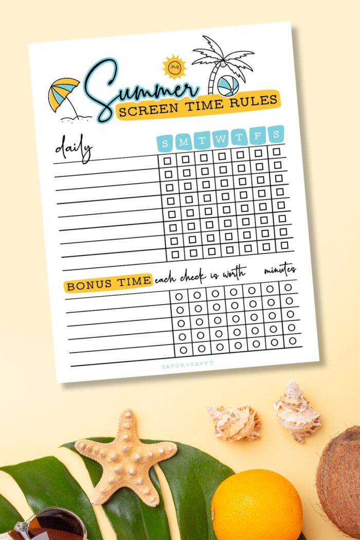 Free Printable Summer Screen Time Rules Checklist - Savor + Savvy