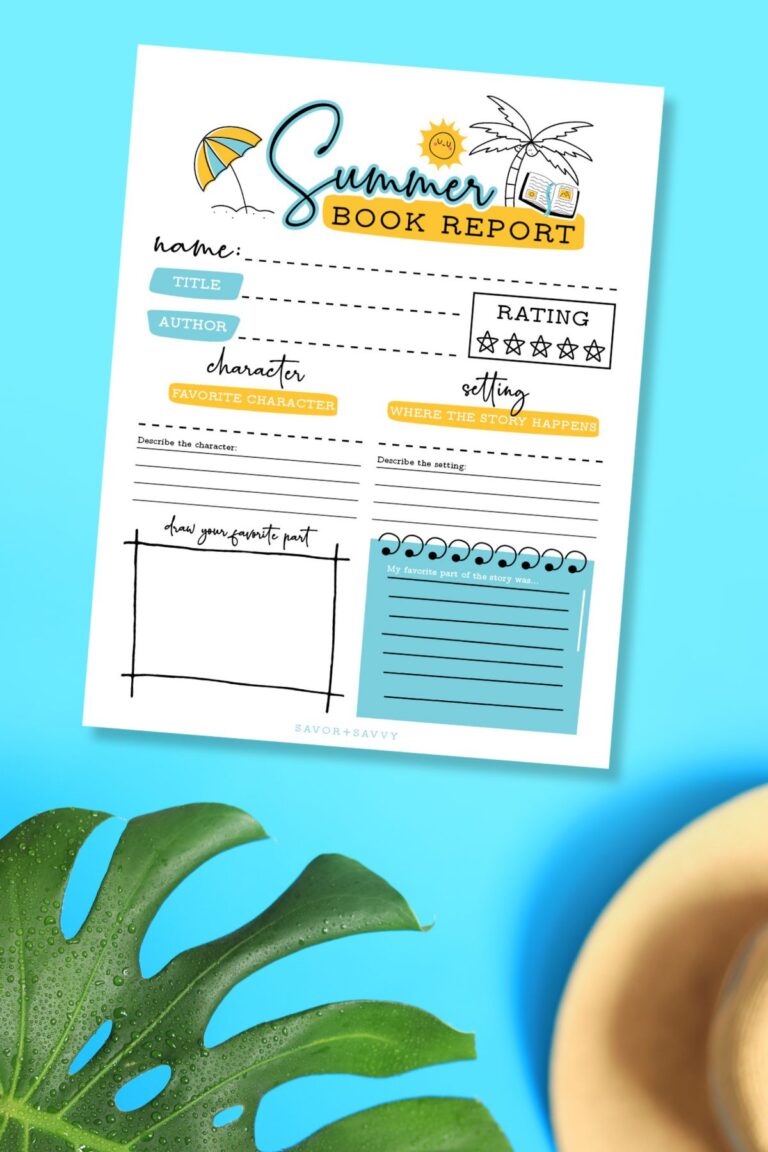 Free Printable Summer Book Report - Savor + Savvy