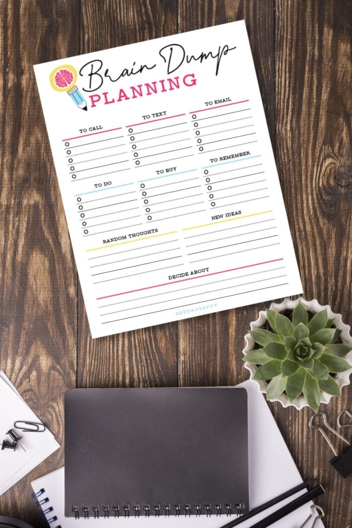 Free Printable Brain Dump Worksheets - Savor + Savvy