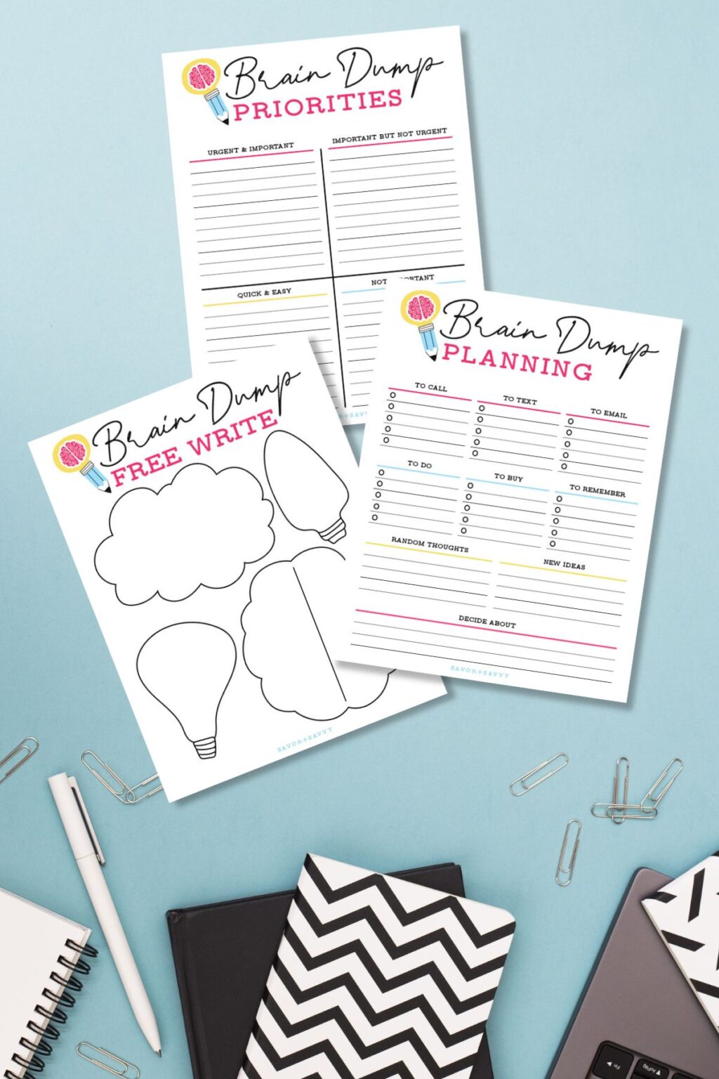 Free Printable Brain Dump Worksheets - Savor + Savvy